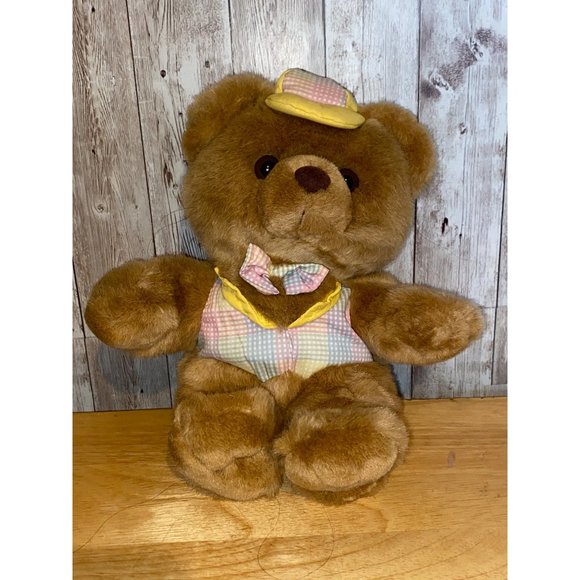Wal-Mart | Toys | Walmart Brown Teddy Bear Plush Pastel Plaid Fabric ...